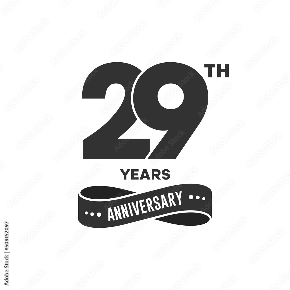 29 years anniversary logo with black color for booklet, leaflet ...