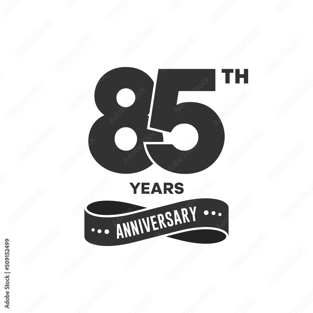 85 years anniversary logo with black color for booklet, leaflet ...