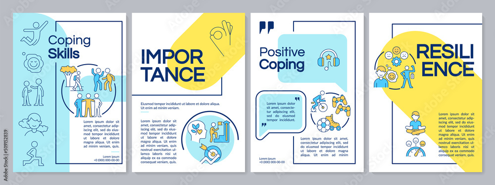 Positive coping skills for teenagers blue and yellow brochure template ...