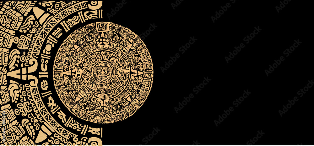 Poster Ancient Mayan Calendar Images of characters of ancient American ...