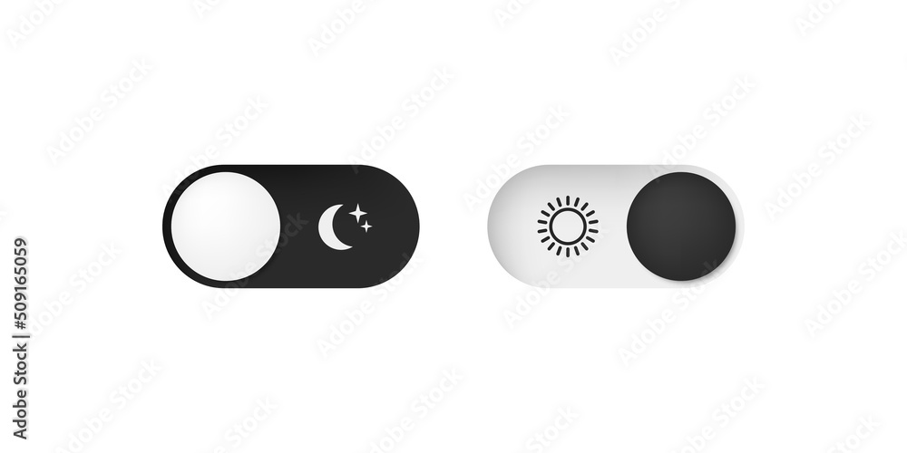 Night or day mode toggle switch vector button. Brightness of ...