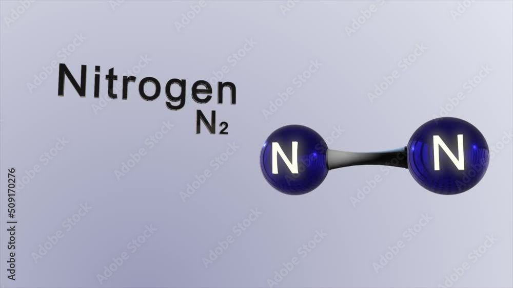 High quality CGI render of a scientific molecular model of a nitrogen ...