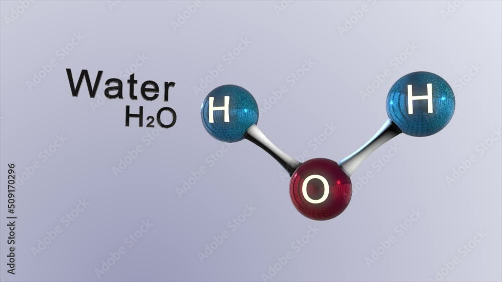 High quality CGI render of a scientific molecular model of a water H2O ...