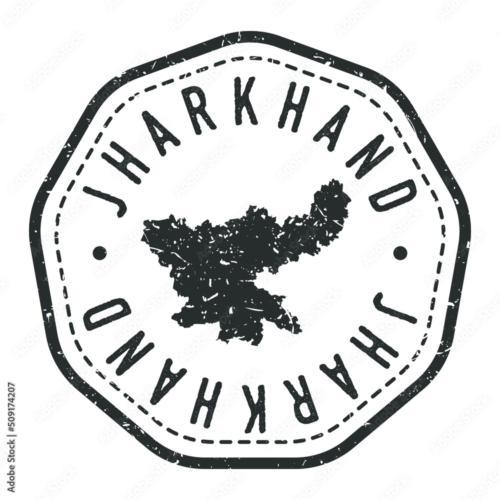 Vecteur Stock Jharkhand, India Map Stamp Retro Postmark. Silhouette ...