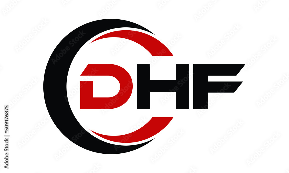 DHF swoosh three letter logo design vector template | monogram logo ...