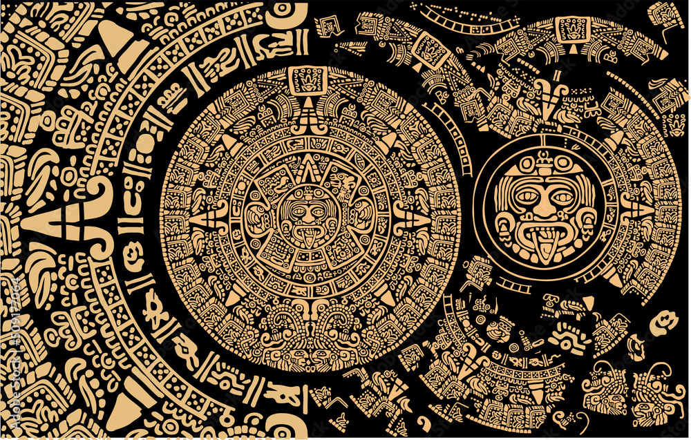 Ancient Mayan Calendar. Abstract design with an ancient Mayan ornament ...