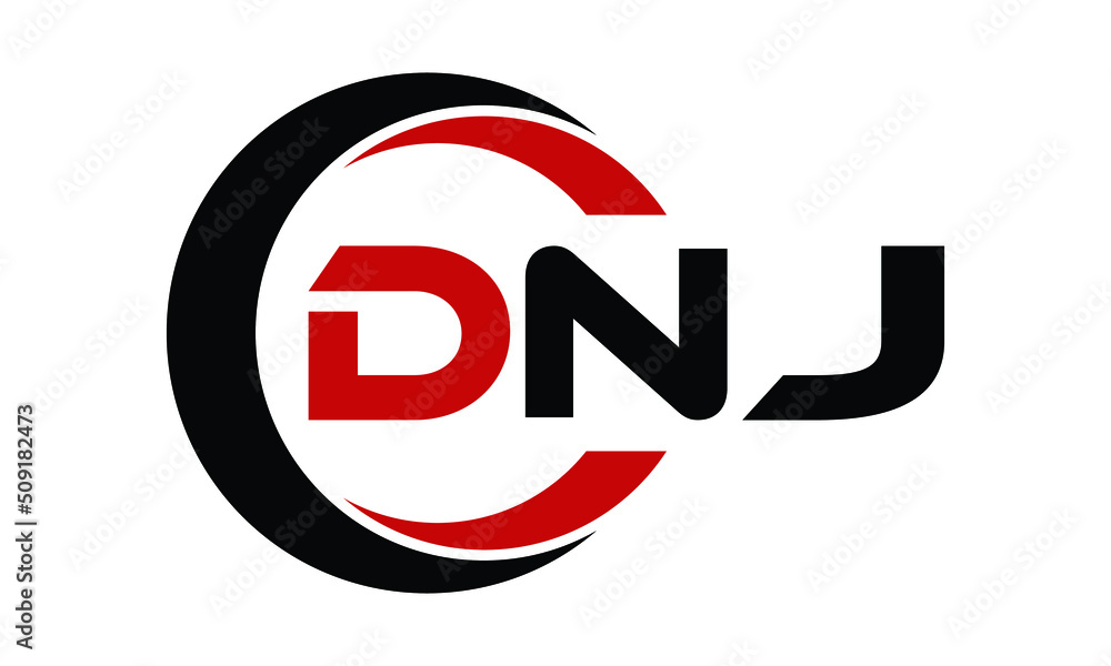 DNJ swoosh three letter logo design vector template | monogram logo ...