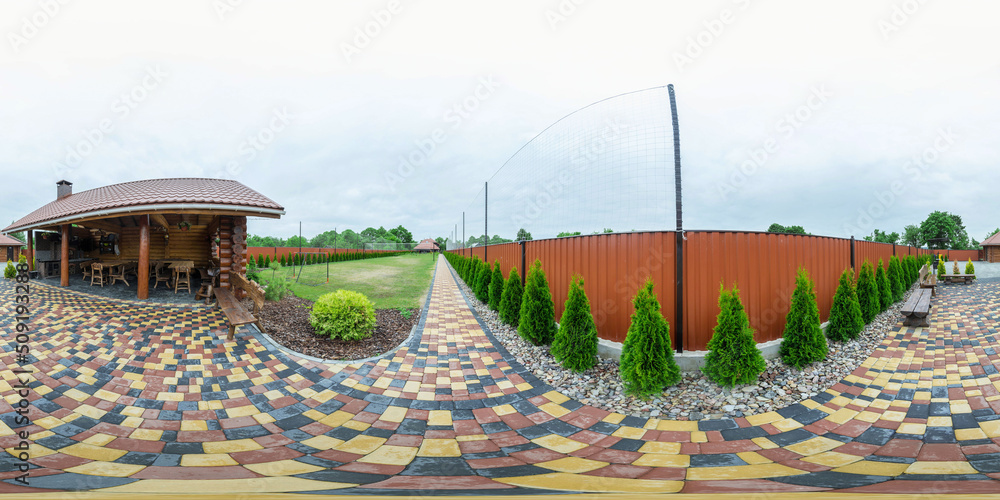 Full seamless 360 degree HDRI spherical panorama. House with a large ...