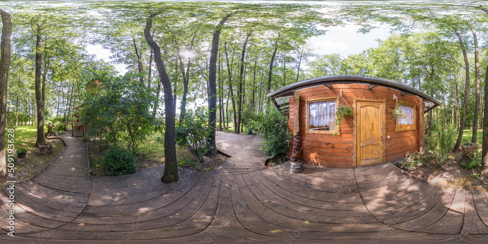 Full seamless 360 degree HDRI spherical panorama with a house in a ...