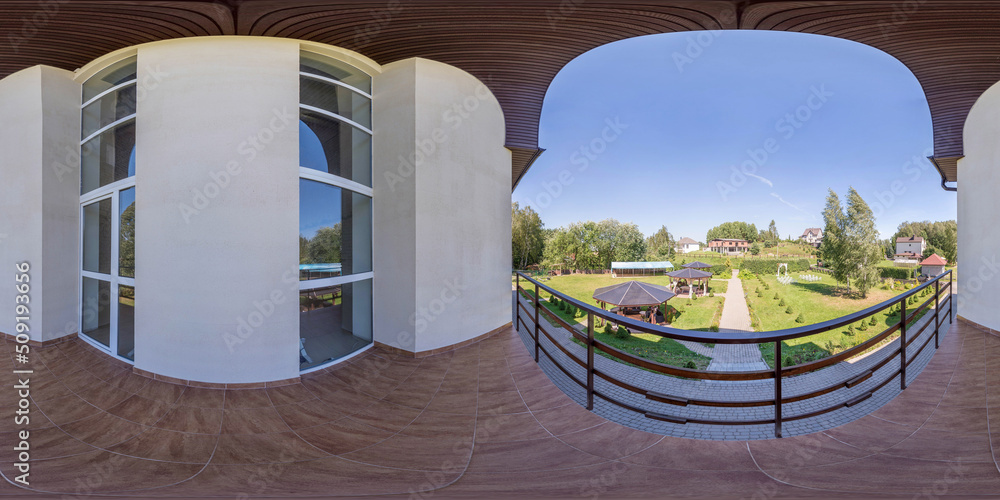 full seamless hdri panorama 360 degrees view from private house balcony ...