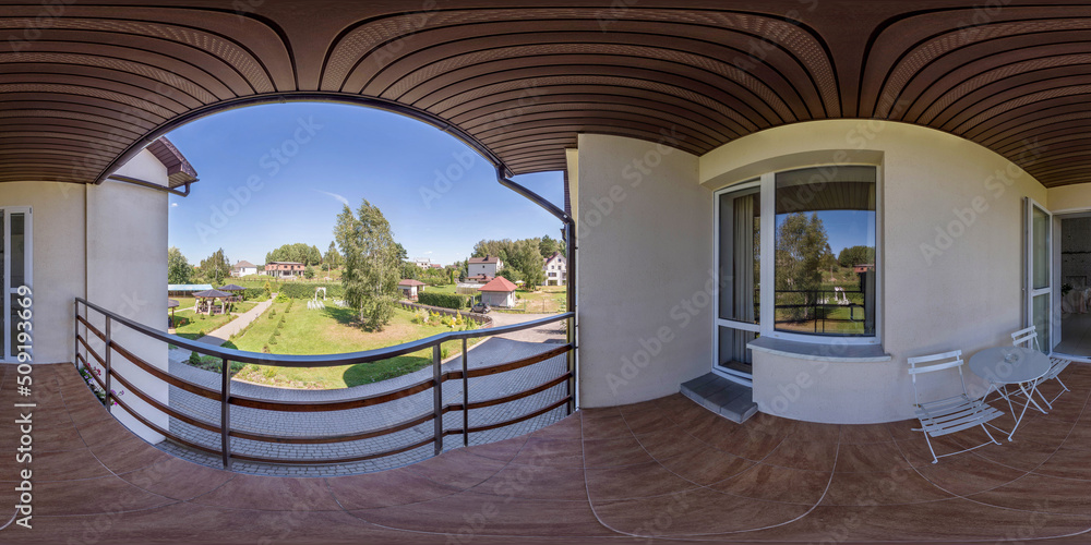 full seamless hdri panorama 360 degrees view from private house balcony ...