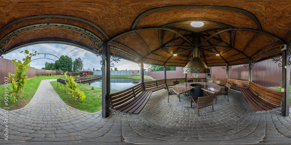 Full seamless 360 degree HDRI spherical panorama In the gazebo with a ...