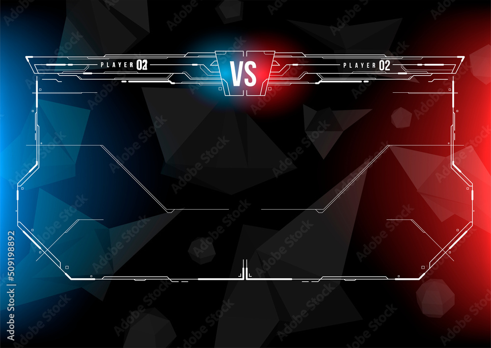 Versus screen design with HUD elements. Announcement of a two fighters ...