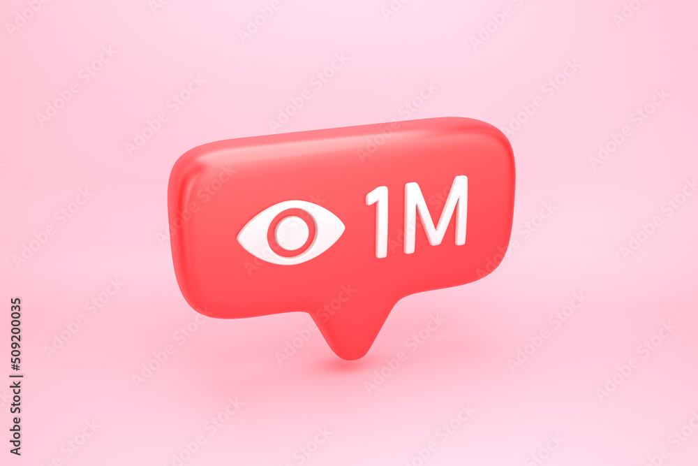 One million views social media notification with eye icon Stock ...