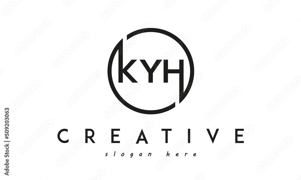 initial KYH three letter logo circle black design Stock Vector | Adobe ...