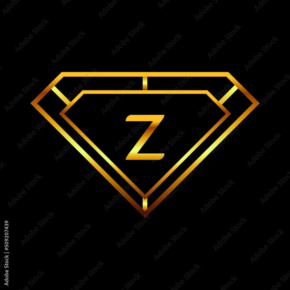 Gold Diamond Initial Z logo design template Premium Stock Vector ...