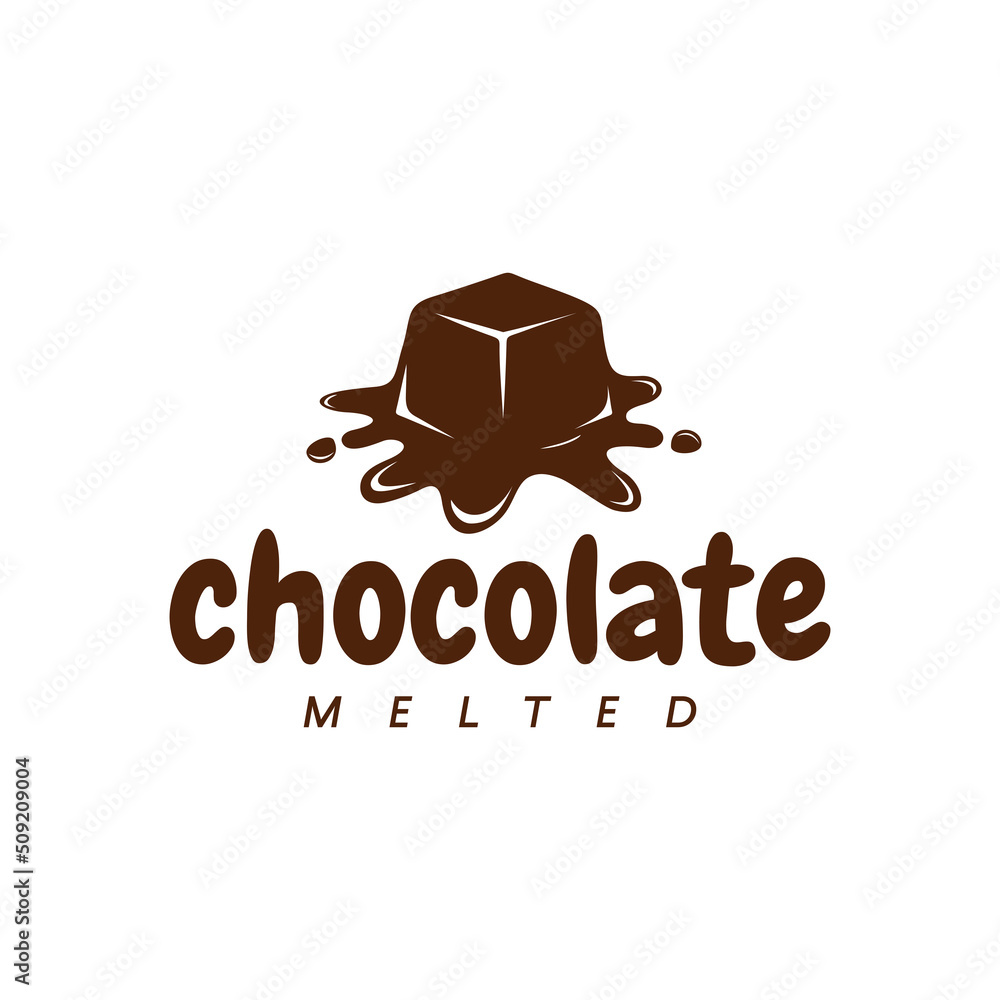 Melted chocolate logo dripping on white background Vector design Stock ...