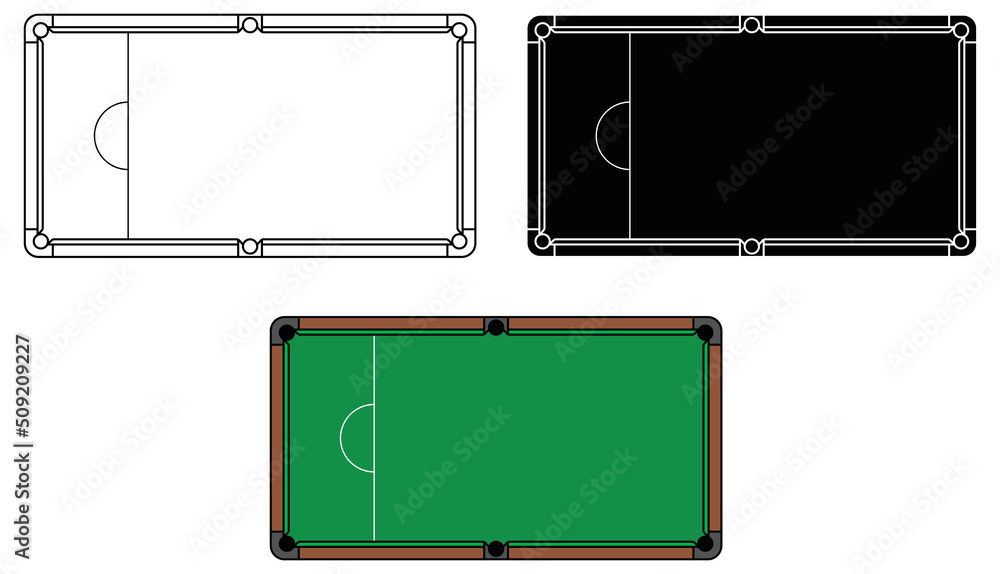 Snooker Table From Above Template Clipart Set - Outline, Silhouette and ...