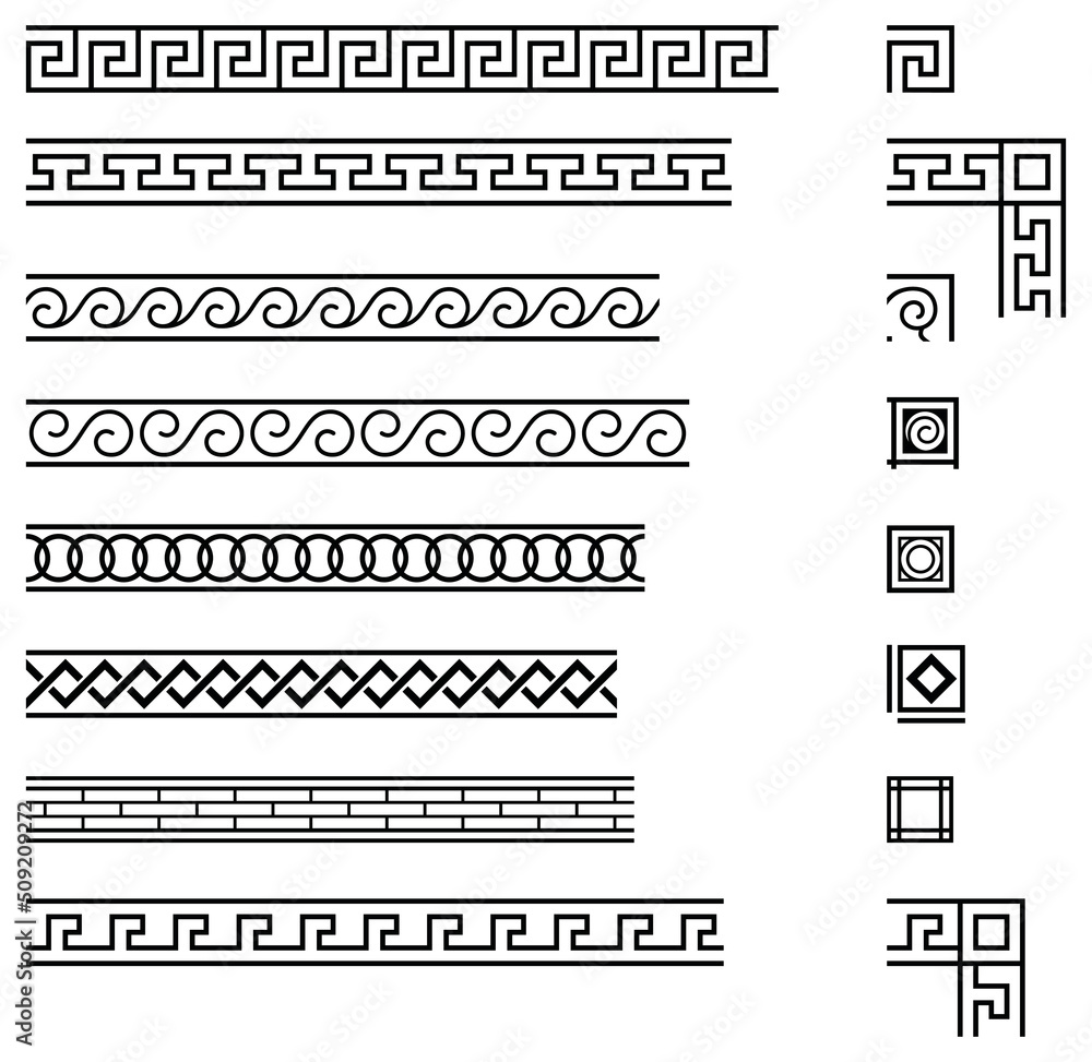 Poster Greek Fret Decorative Pattern Border Clipart - Outline – Wall ...