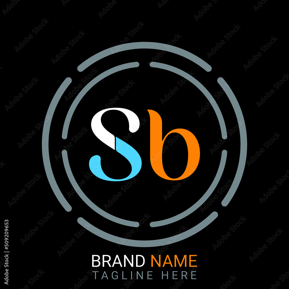 Sb Letter Logo design. black background. Stock Vector | Adobe Stock