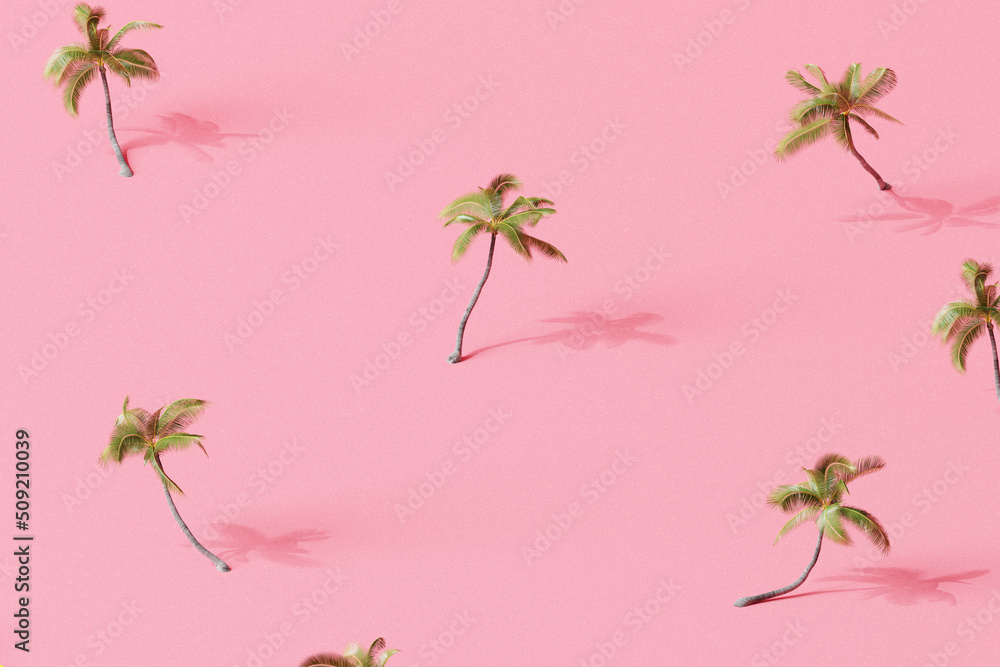 Pattern palm tree on pastel pink background. summer tropical. 3d ...