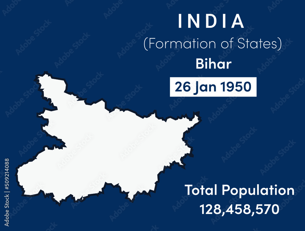 Bihar state location, formation and population in India Stock Vector ...