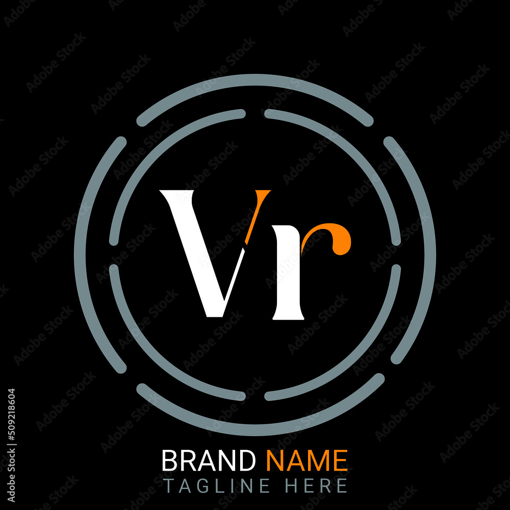 Vr Letter Logo design. black background. Stock Vector | Adobe Stock