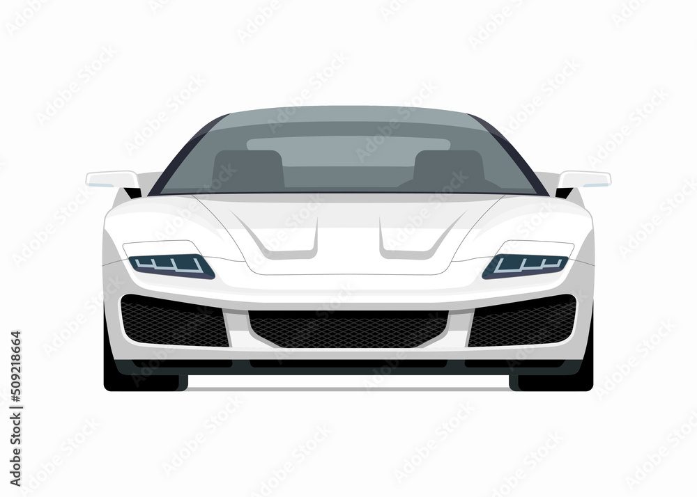 Modern sports car mockup. Front view of a sports coupe isolated on ...