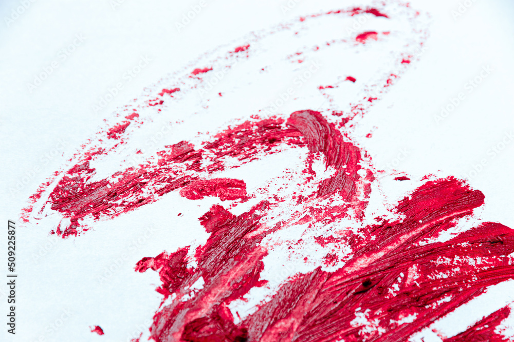 Red lipstick smear smudge swatch isolated on white background Stock ...