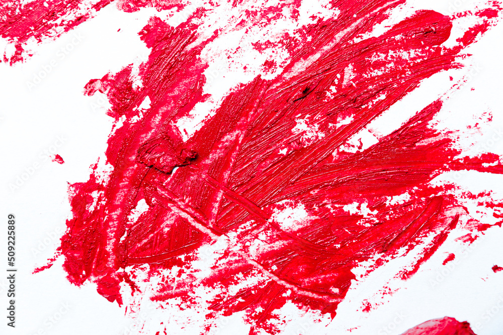 Red lipstick smear smudge swatch isolated on white background Stock ...