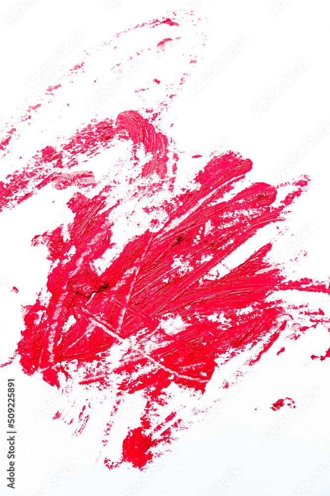 Red lipstick smear smudge swatch isolated on white background Stock ...