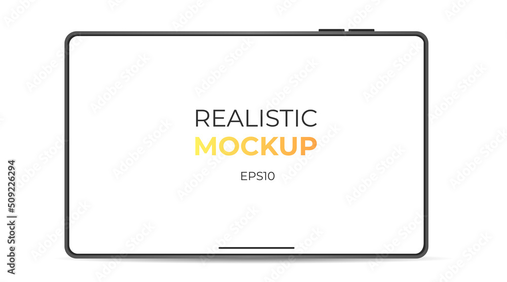 Tablet mockup in realistic style. Empty white screen template. Vector ...