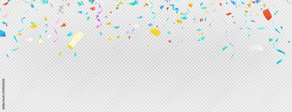 3d render of colorful confetti on transparent background. Stock ...