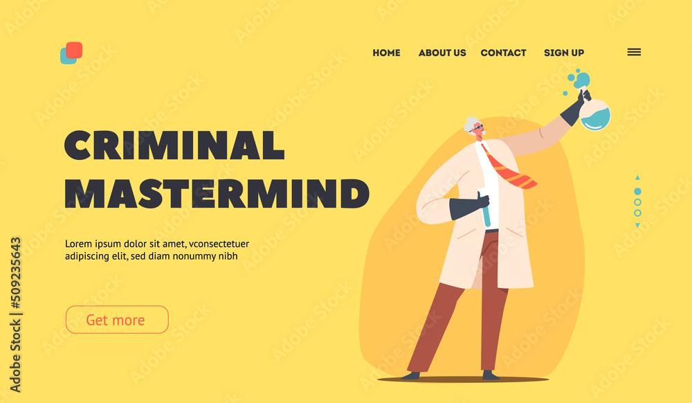 Mad Chemist Landing Page Template. Crazy Professor Holding Chemical ...