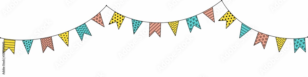 Carnival garland with flags. For banner or greeting card. Decorative ...