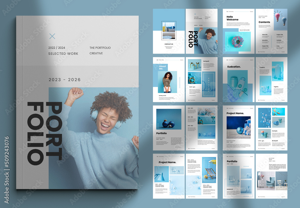 Blue Portfolio Layout Stock Template | Adobe Stock