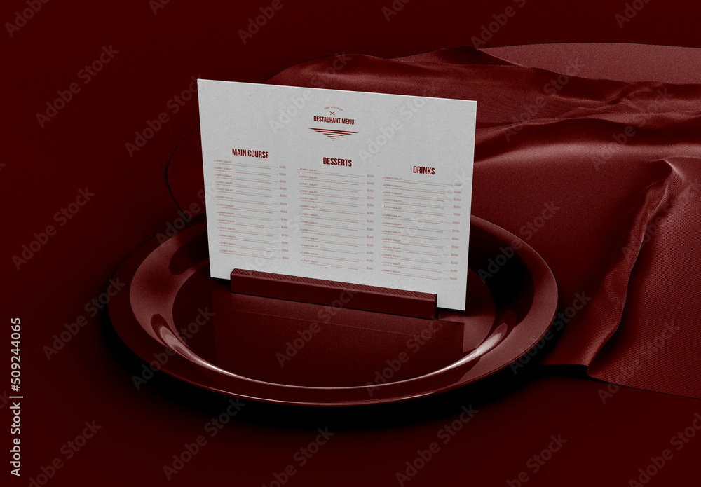 Standing Restaurante Menu Mockup Stock Template | Adobe Stock
