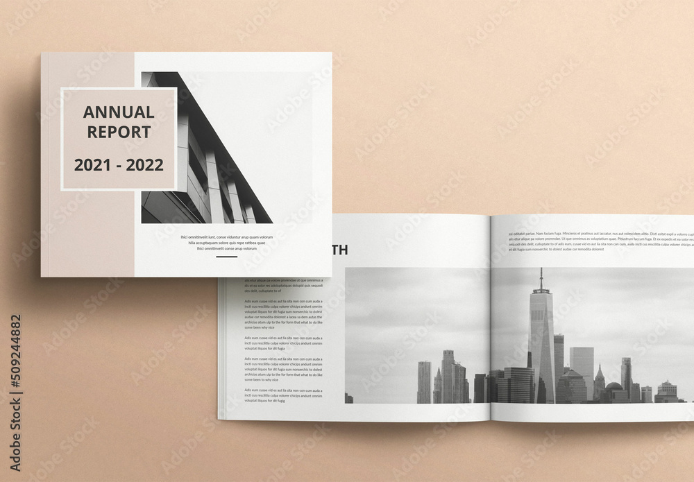 Annual Report Landscape Brochure Layout Stock Template | Adobe Stock