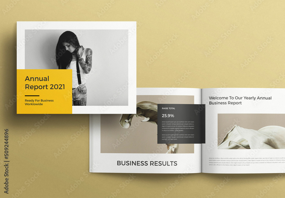 Annual Report Landscape Layout Stock Template | Adobe Stock