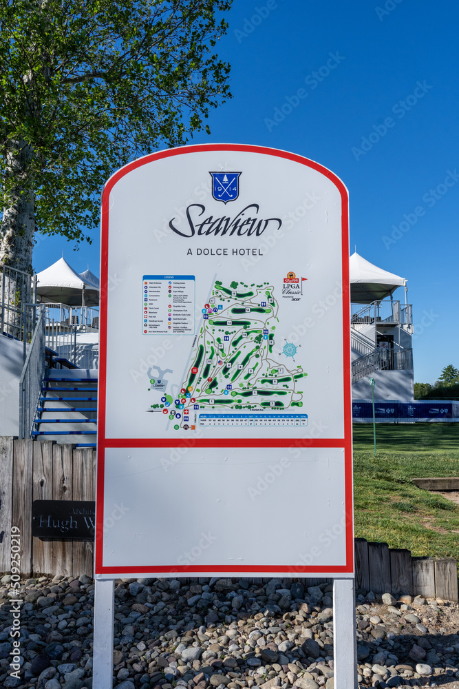 Galloway, NJ - June 5, 2022: Course map for the ShopRite LPGA Classic ...