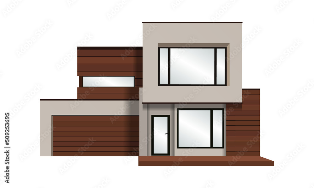 Mockup of modern modular house. Realistic home vector illustration ...