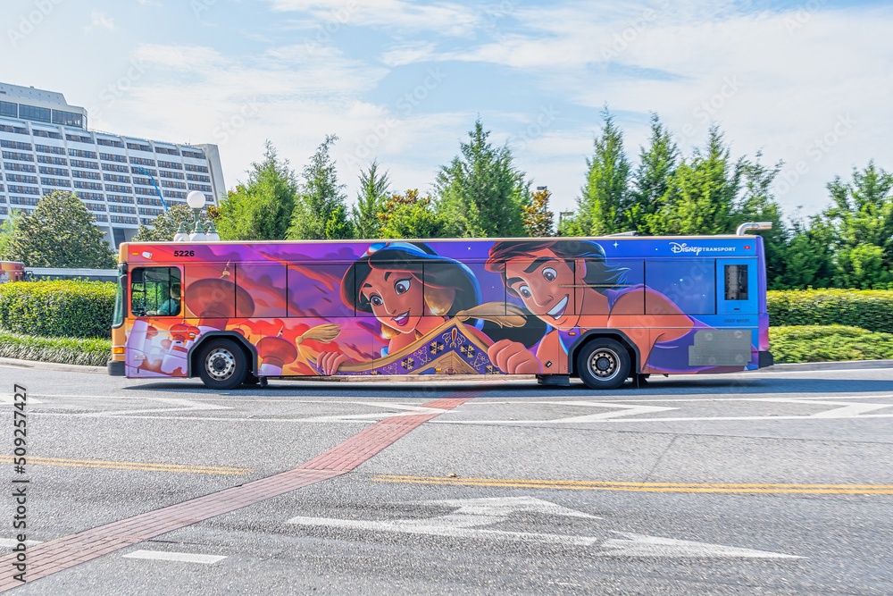 Disney Transport themed bus Aladdin Stock Photo | Adobe Stock
