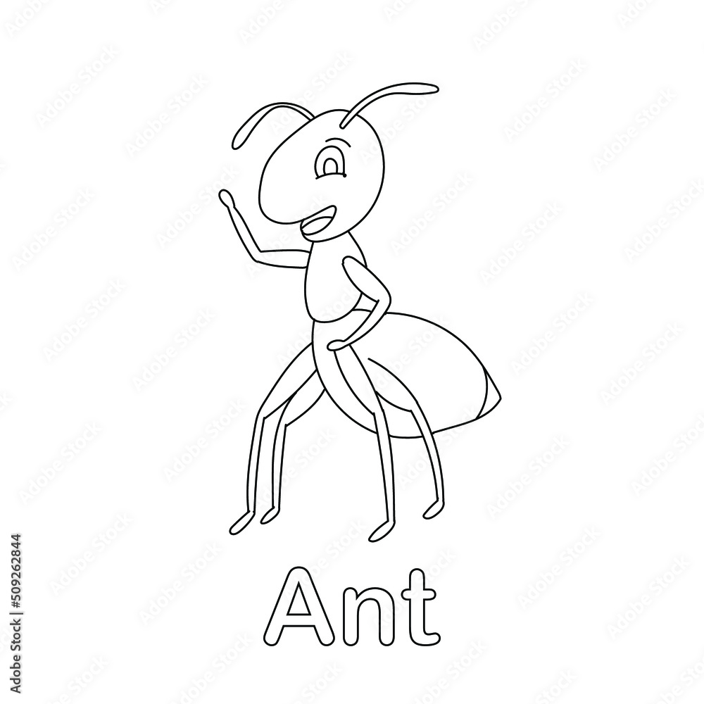 ant coloring page line art animal vector Stock Vector | Adobe Stock