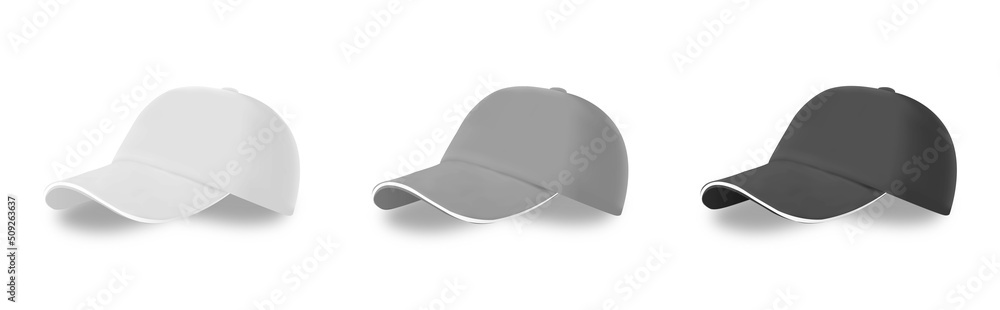 Cap Mockup set, realistic style. Vector illustration. Stock Vector ...
