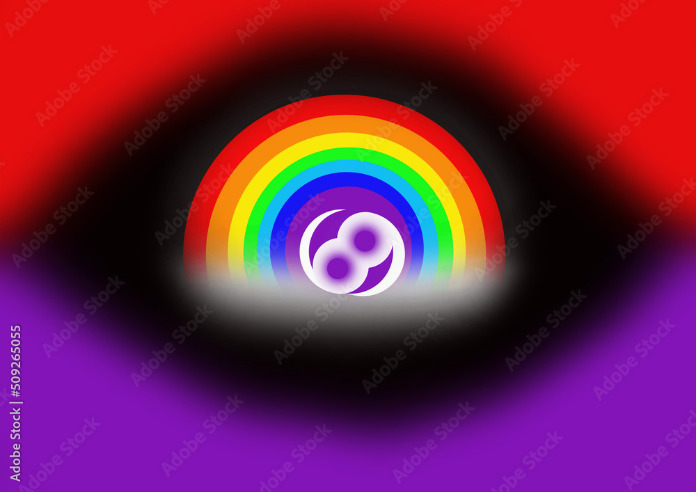 One eye symbol with rainbow eyeball and number 69 Stock Illustration ...