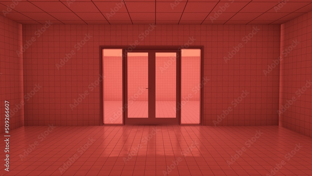 door in an empty room Stock Illustration | Adobe Stock