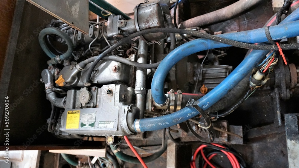 Engine, Sailboat steel engine operating on fuel for vehicle propulsion ...