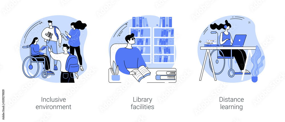 Accessibility and inclusion in education isolated cartoon vector ...
