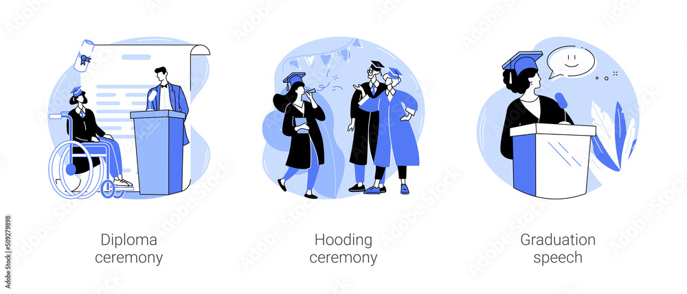 Graduation ceremony isolated cartoon vector illustrations se Stock ...
