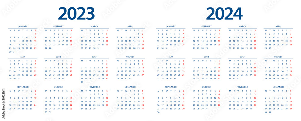Calendar 2023, calendar 2024 week start Monday corporate design ...